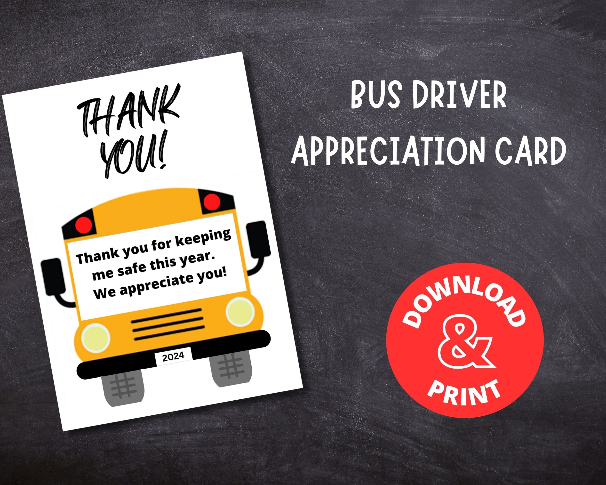 Bus Driver Appreciation Card 5x7 Flat - Etsy