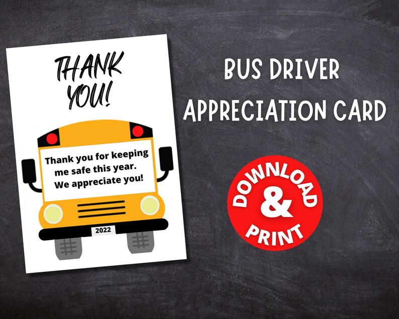Bus Driver Appreciation Card 5x7 Flat - Etsy