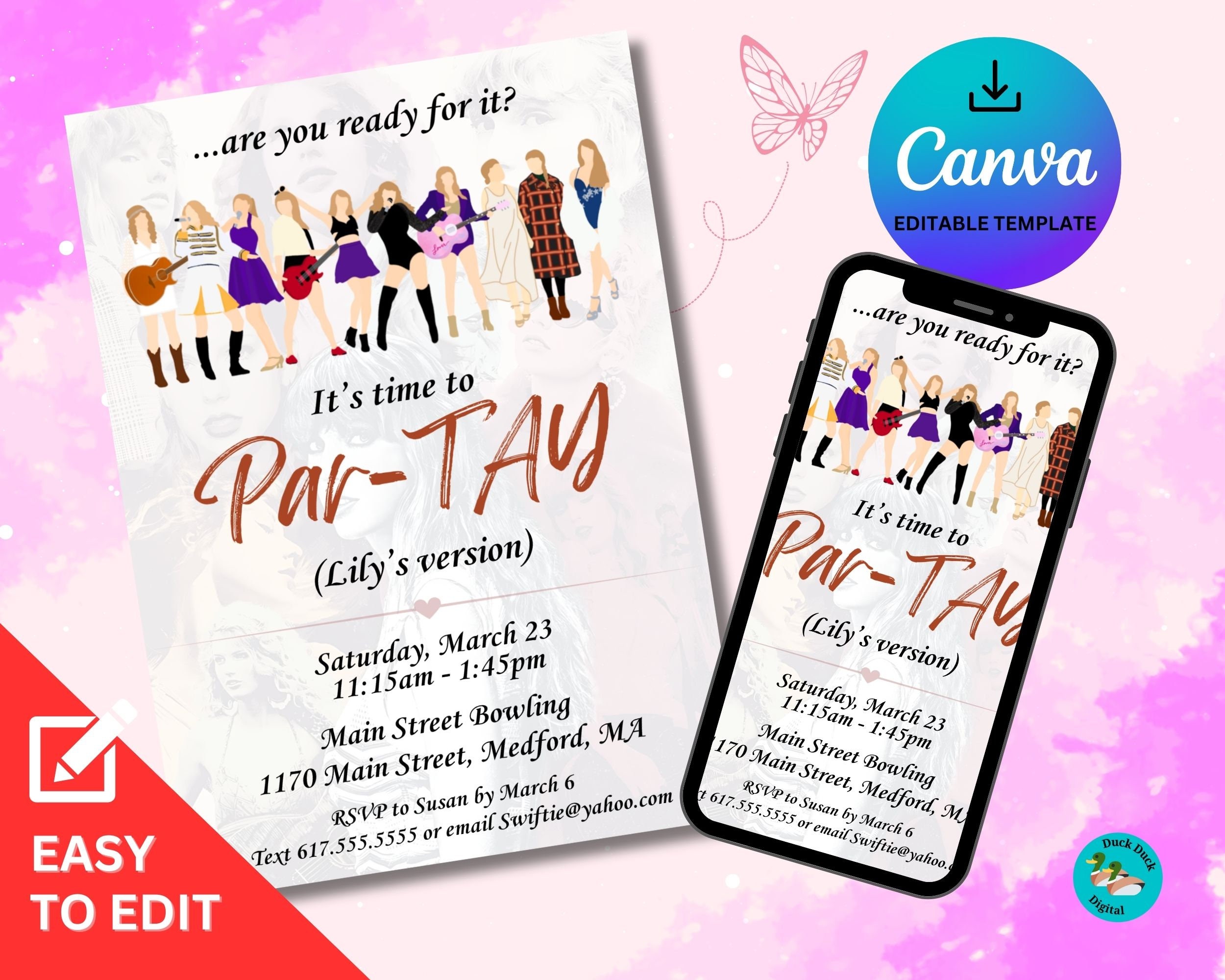 TAYLOR SWIFT INVITATION Swiftie Invite Printable Editable Taylor Swift ...