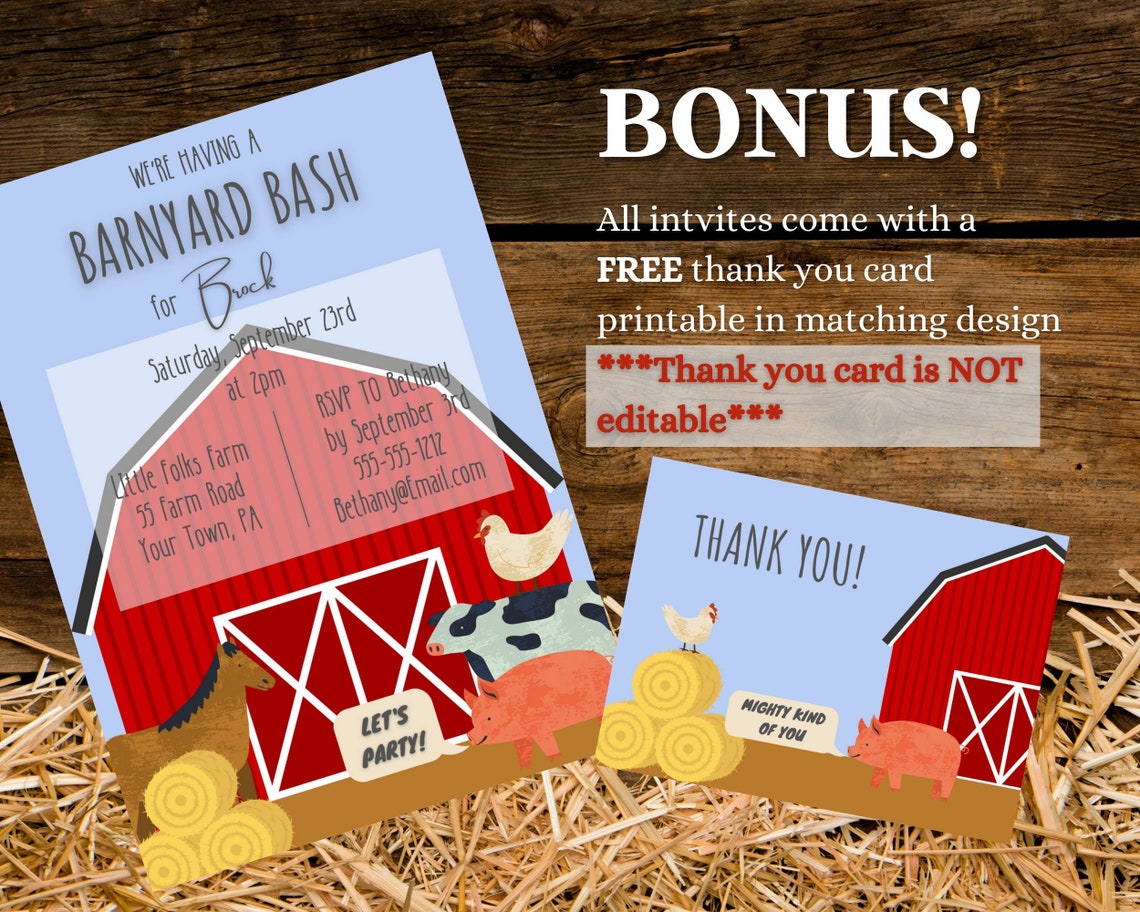 FARM BIRTHDAY INVITATION Farm Animal Invite Printable Editable Farm ...