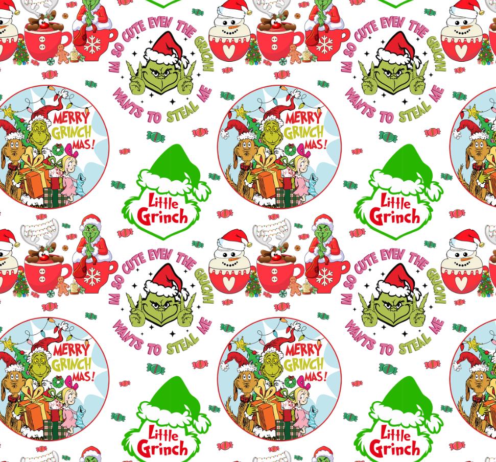 100% Cotton Printed Fabric |christmas Grinch Pattern | DIY Sewing ...