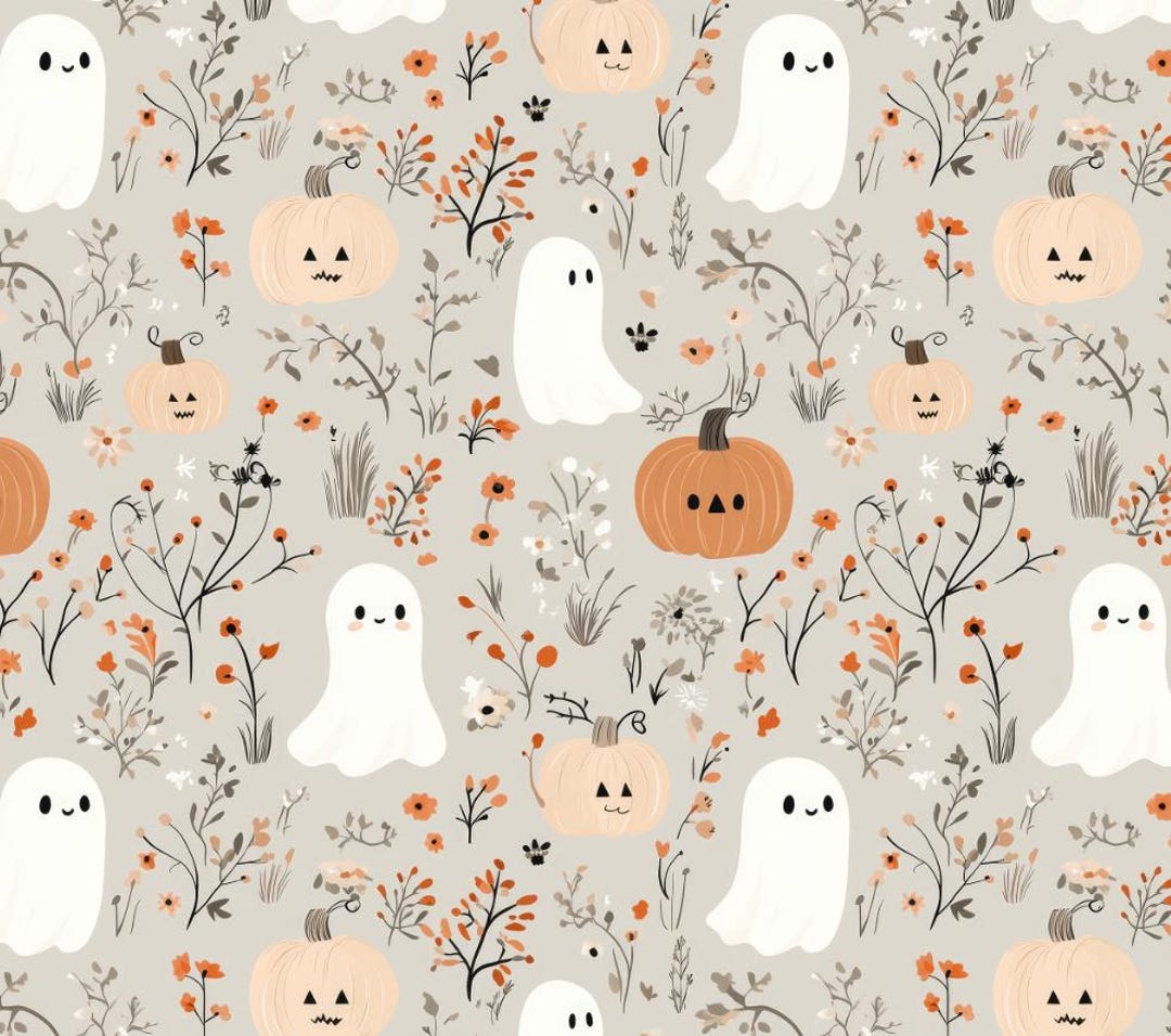 100% Cotton Printed Fabric |floral Halloween Ghost Pattern | DIY Sewing ...