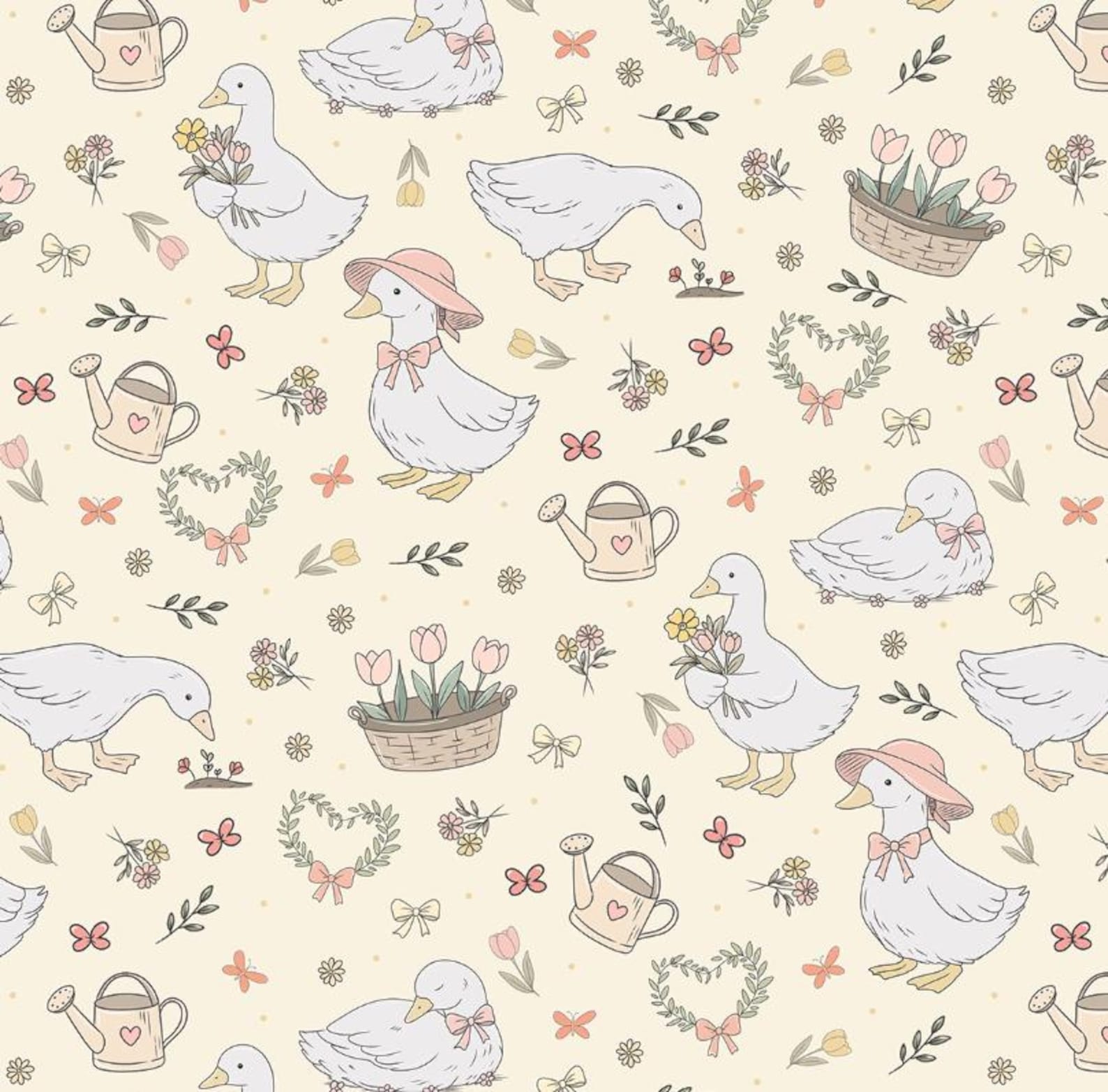 100% Cotton Printed Fabric|spring Geese Pattern | DIY Sewing, Patchwork ...