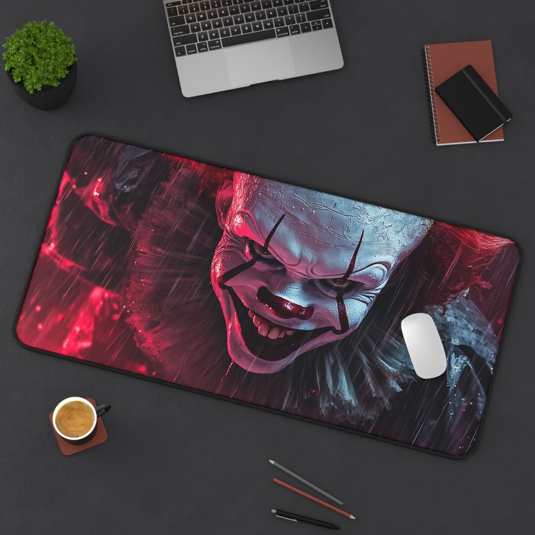 Spooky Clown Desk Mat: Horror Office Decor, Halloween Art Print - Etsy