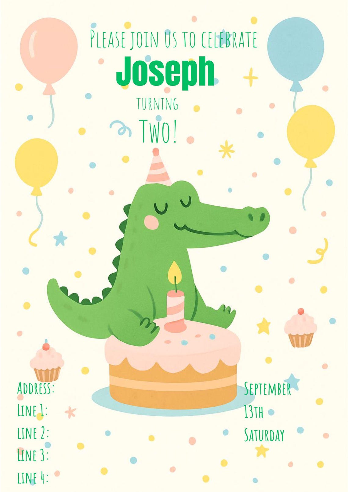 Editable Birthday Invitation "please Join Us to Celebrate" 2nd Birthday ...