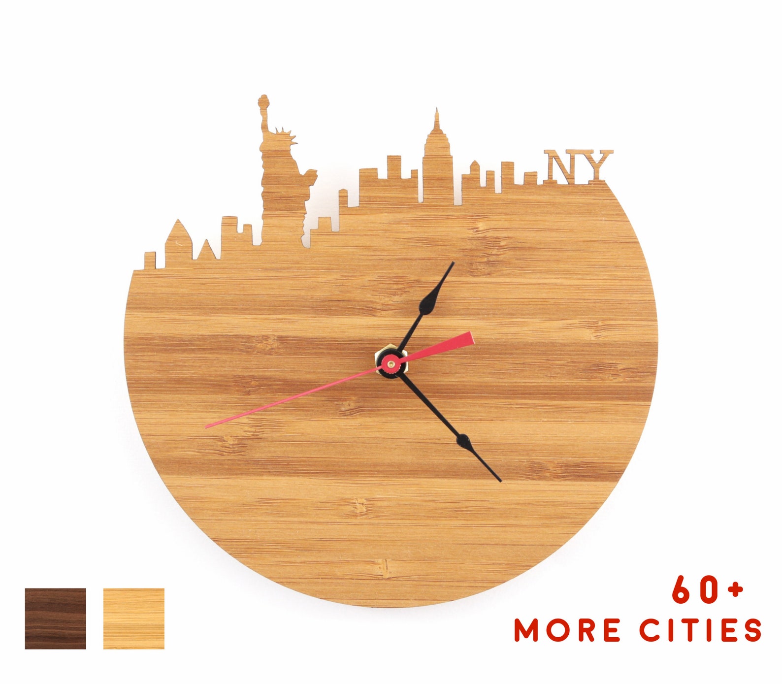 NYC Skyline Clock New York City Time Zone Mid Century Modern | Etsy