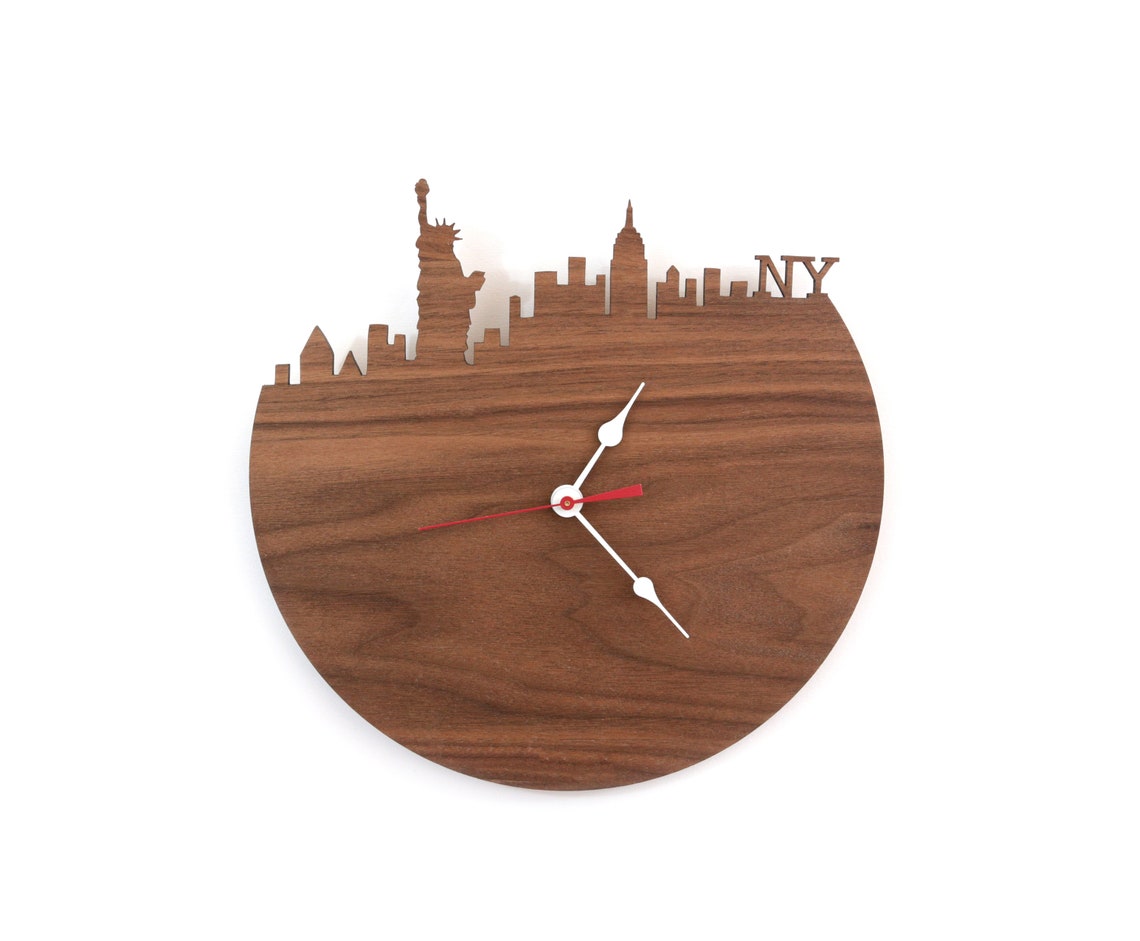 NYC Skyline Clock New York City Time Zone Mid Century Modern - Etsy