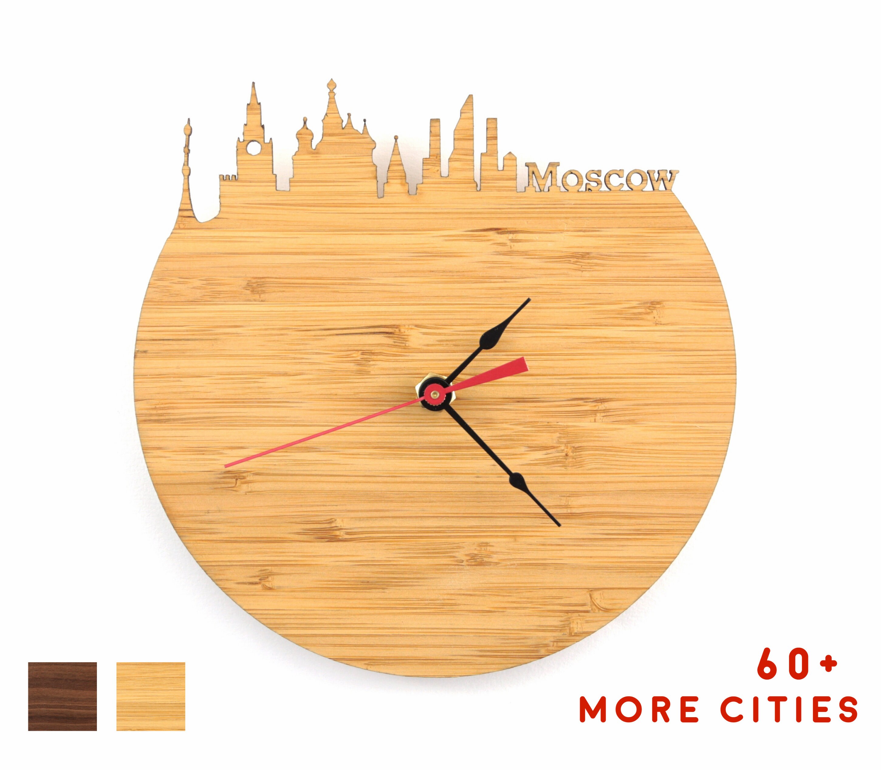 Moscow Skyline Wooden Clock Russia Time Zone Clock | Etsy
