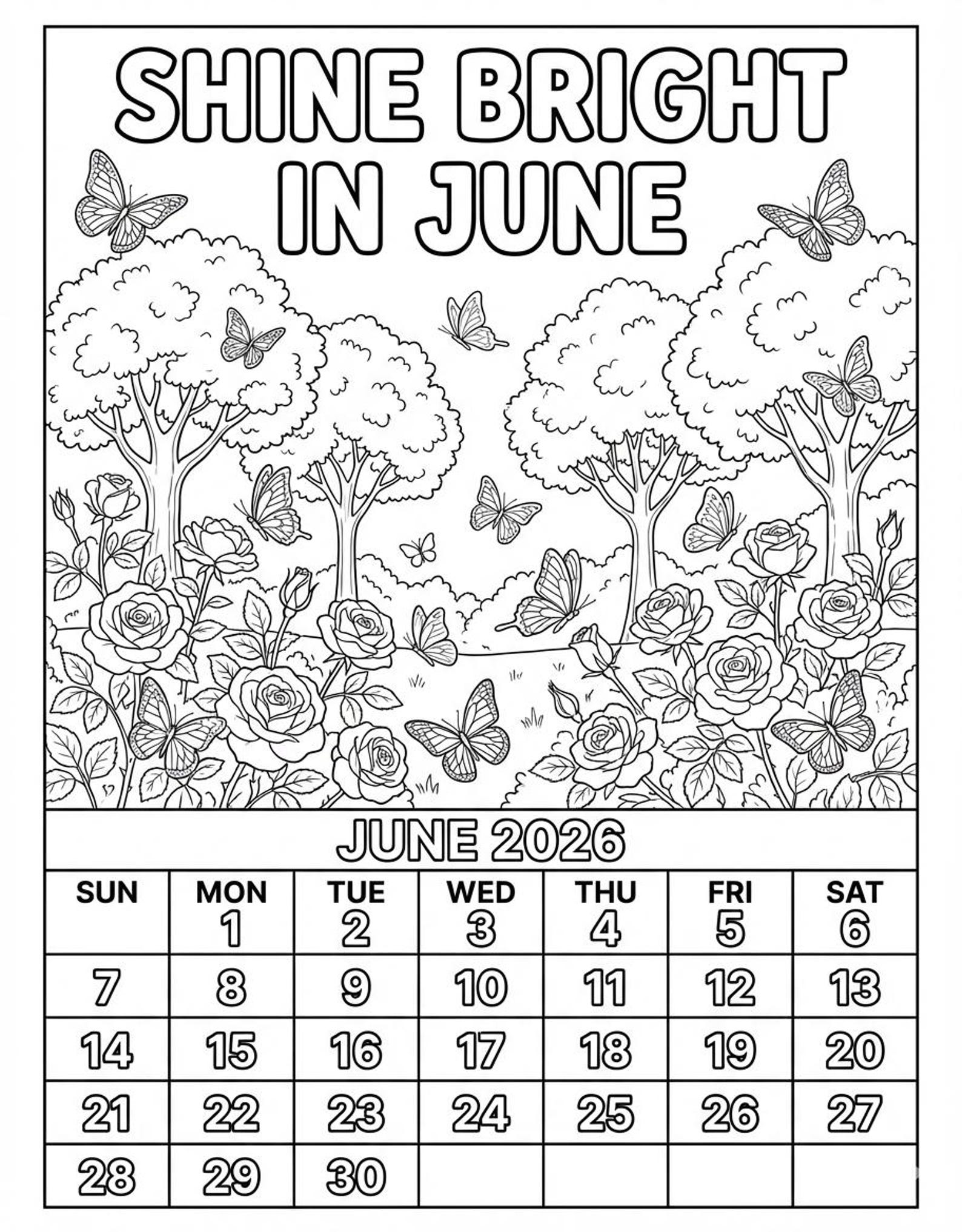 2026 Coloring Calendar | Monthly Printable With Bonus Pages (letter ...