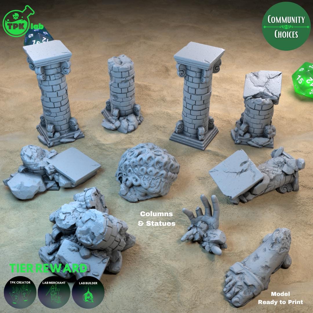 Columns & Statues | Terrain | Stone Pillars | Dnd TTRPG Wargaming Model ...