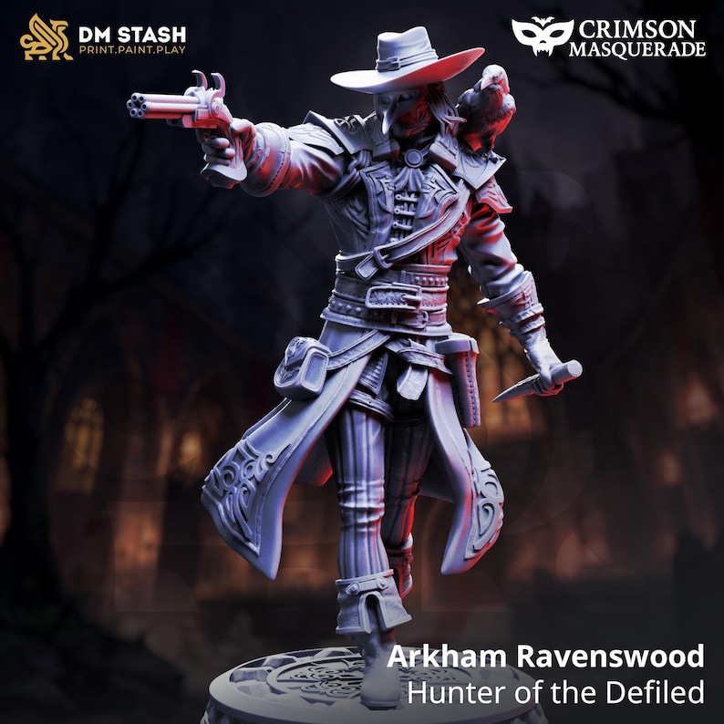 Gunslinger Miniature: Human Cowboy, Arkham Ravenswood - DM Stash Resin ...