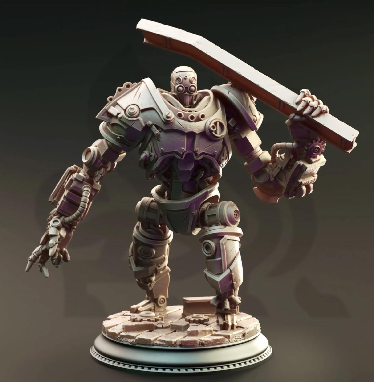 Clockwork Golem Miniature | Steampunk Automaton Boss | Iron Stone Golem ...