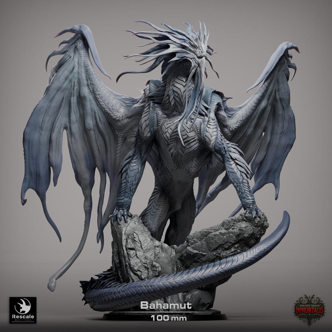 Bahamut - Platinum Dragon | Dnd TTRPG Resin Unpainted Model | Rescale ...