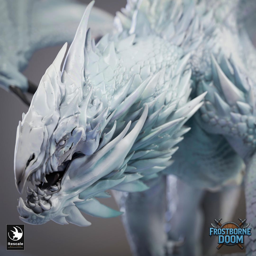 Chromatic White Dragon Miniature: Unpainted Dnd TTRPG Model by Rescale ...