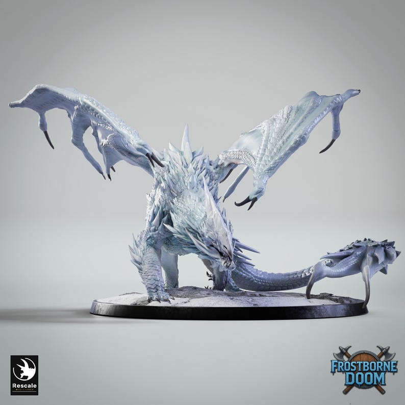 Chromatic White Dragon Miniature: Unpainted Dnd TTRPG Model by Rescale ...