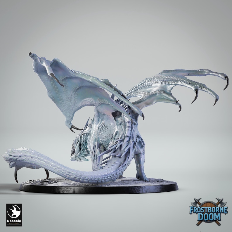 Chromatic White Dragon Miniature: Unpainted Dnd TTRPG Model by Rescale ...