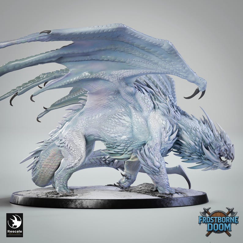 Chromatic White Dragon Miniature: Unpainted Dnd TTRPG Model by Rescale ...