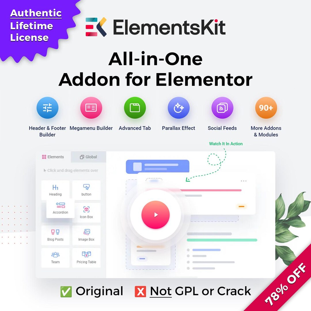 Elementskit Pro Official License Activation ‒ Lifetime / 1-year ‒ Wordpress Form Builder Plugin ...