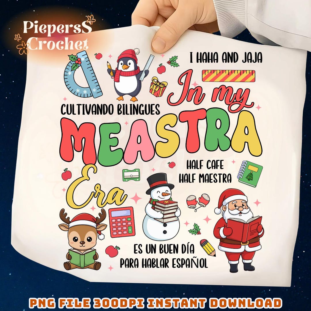 Christmas Maestra PNG, Funny Spanish Teacher Design, Half Cafe Half ...