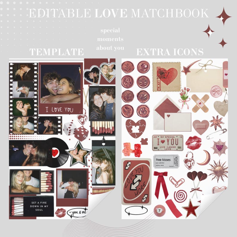 Editable Couple Matchbook Poster Template, Custom Matchbox, Canva ...
