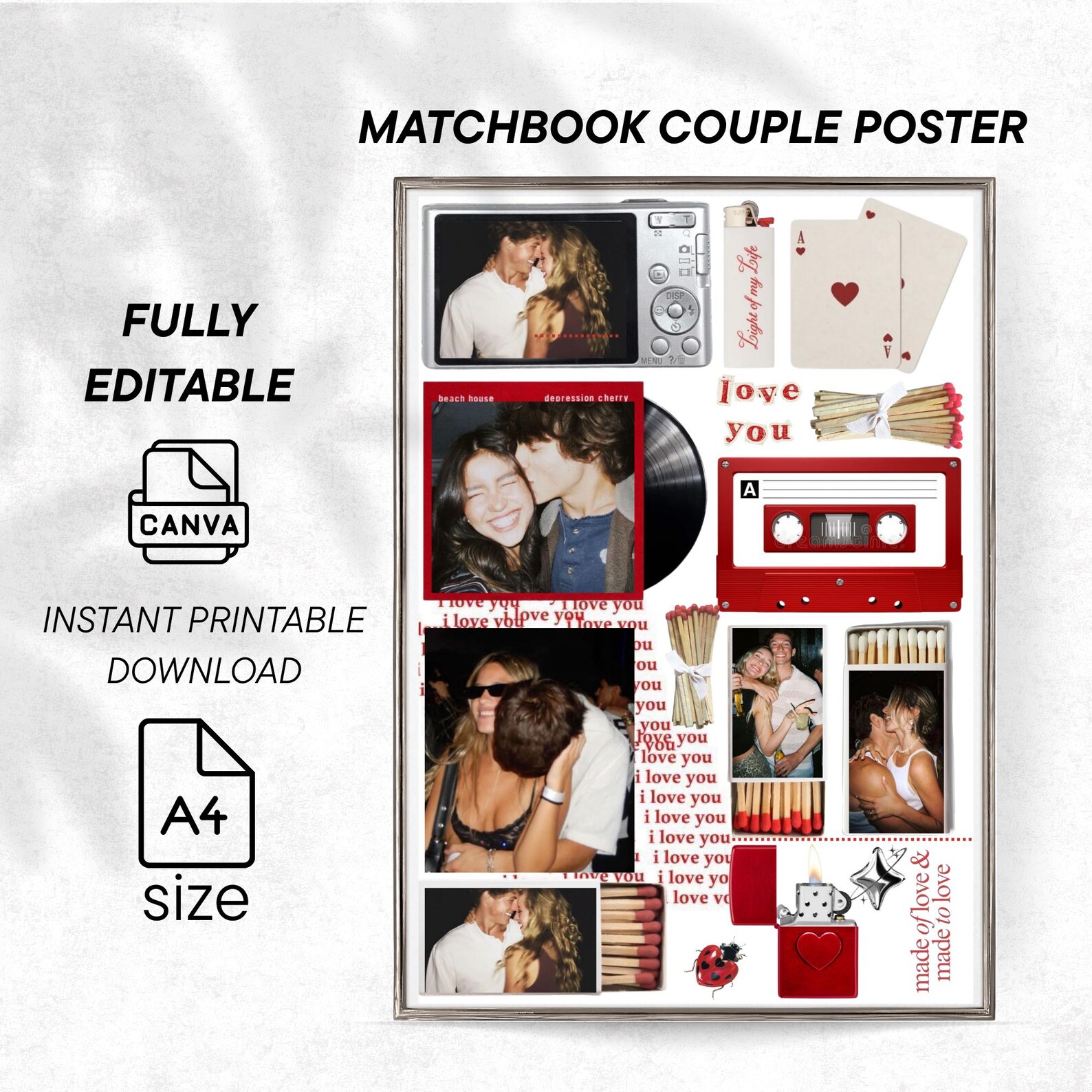 Editable Couple Matchbook Poster Template , Custom Matchbox Canva ...