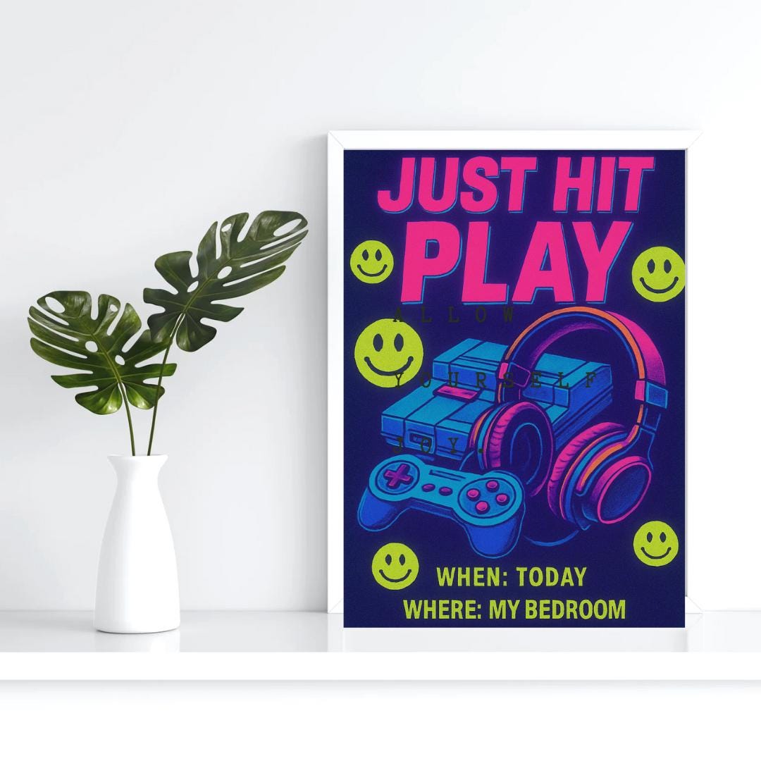 Retro Gaming Poster – Kids Bedroom Wall Art | Video Game Console Print ...