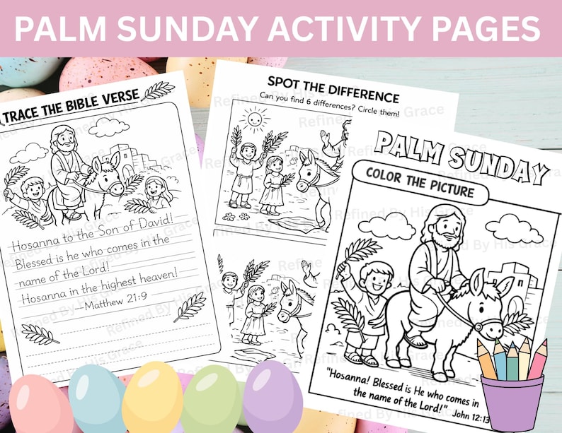 Palm Sunday Kids Activity Sheets, Bible Coloring Page (digital Download ...