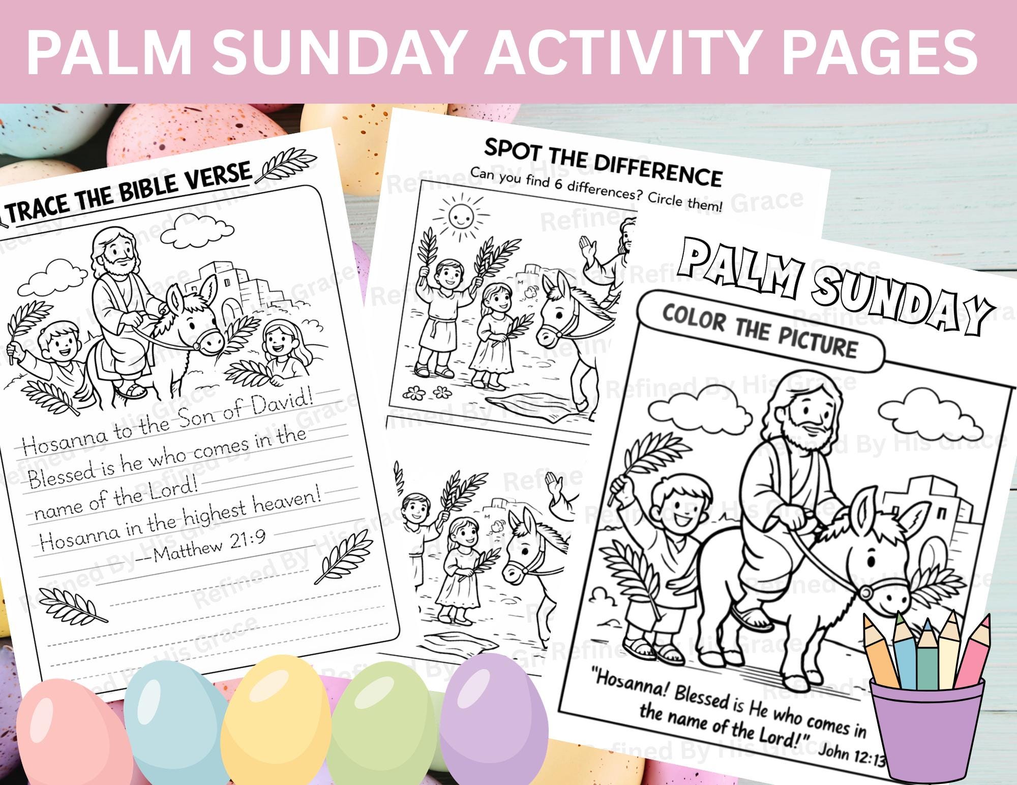 Palm Sunday Kids Activity Sheets, Bible Coloring Page (digital Download ...