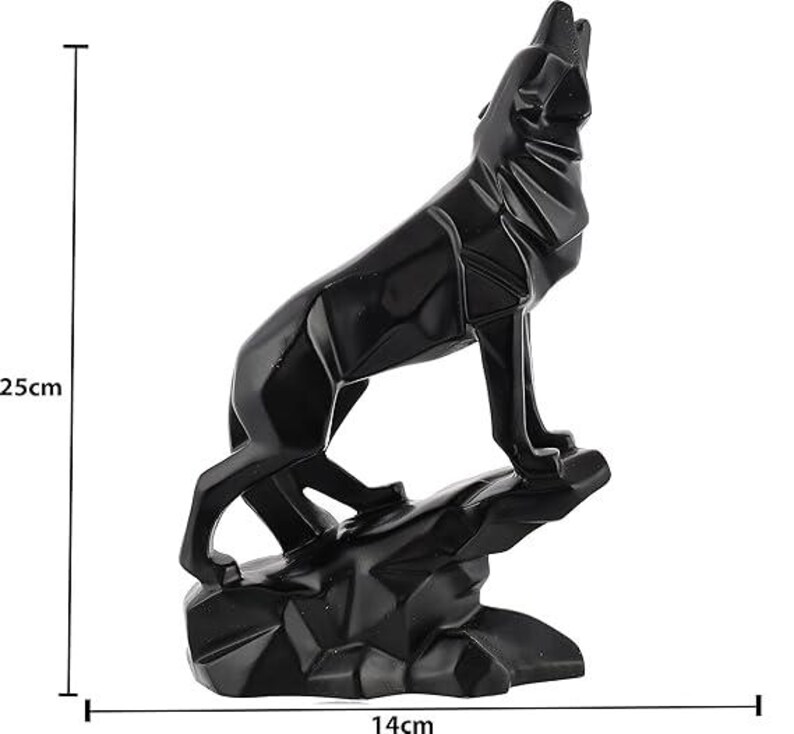 Handcrafted Black Wolf Sculpture: Diamond Cut Home Decor Figurine - Etsy