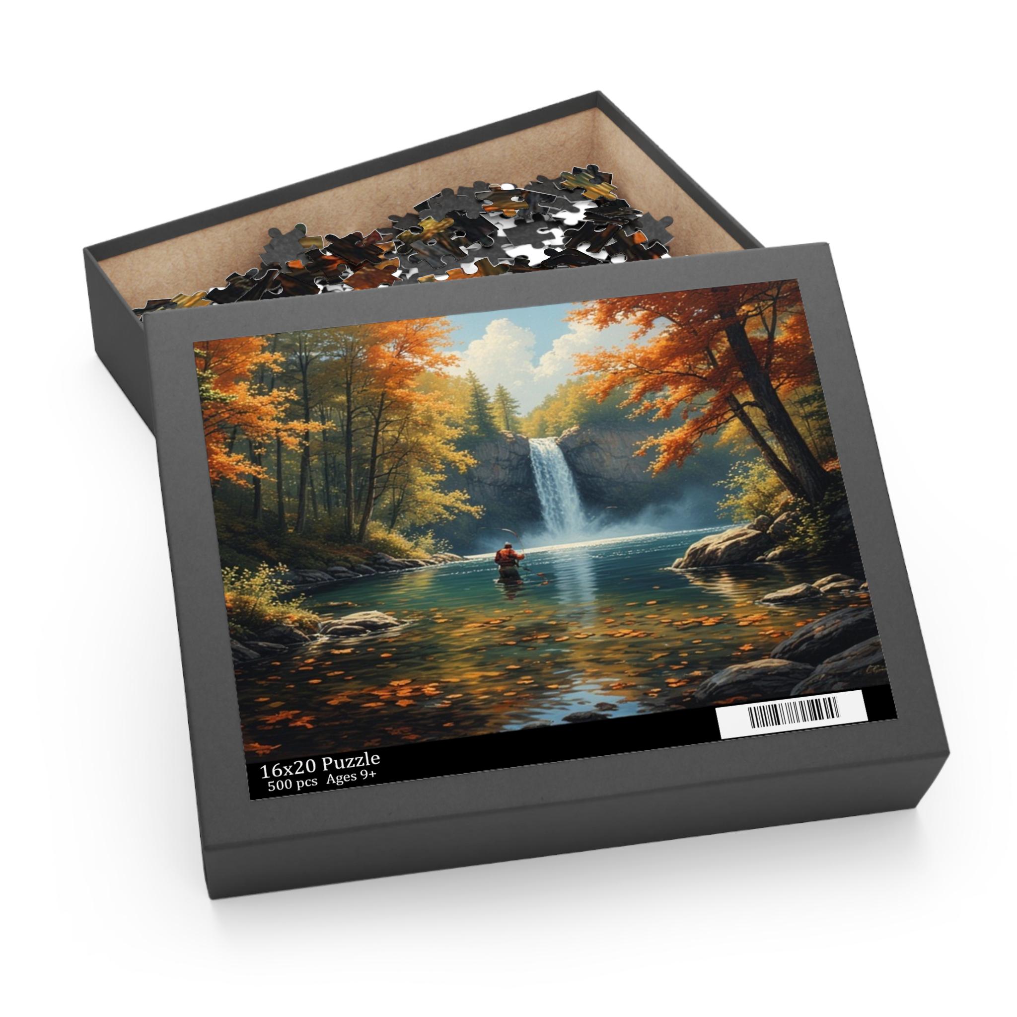 Autumn Waterfall Puzzle – Scenic Nature Photography, Family Game Night ...