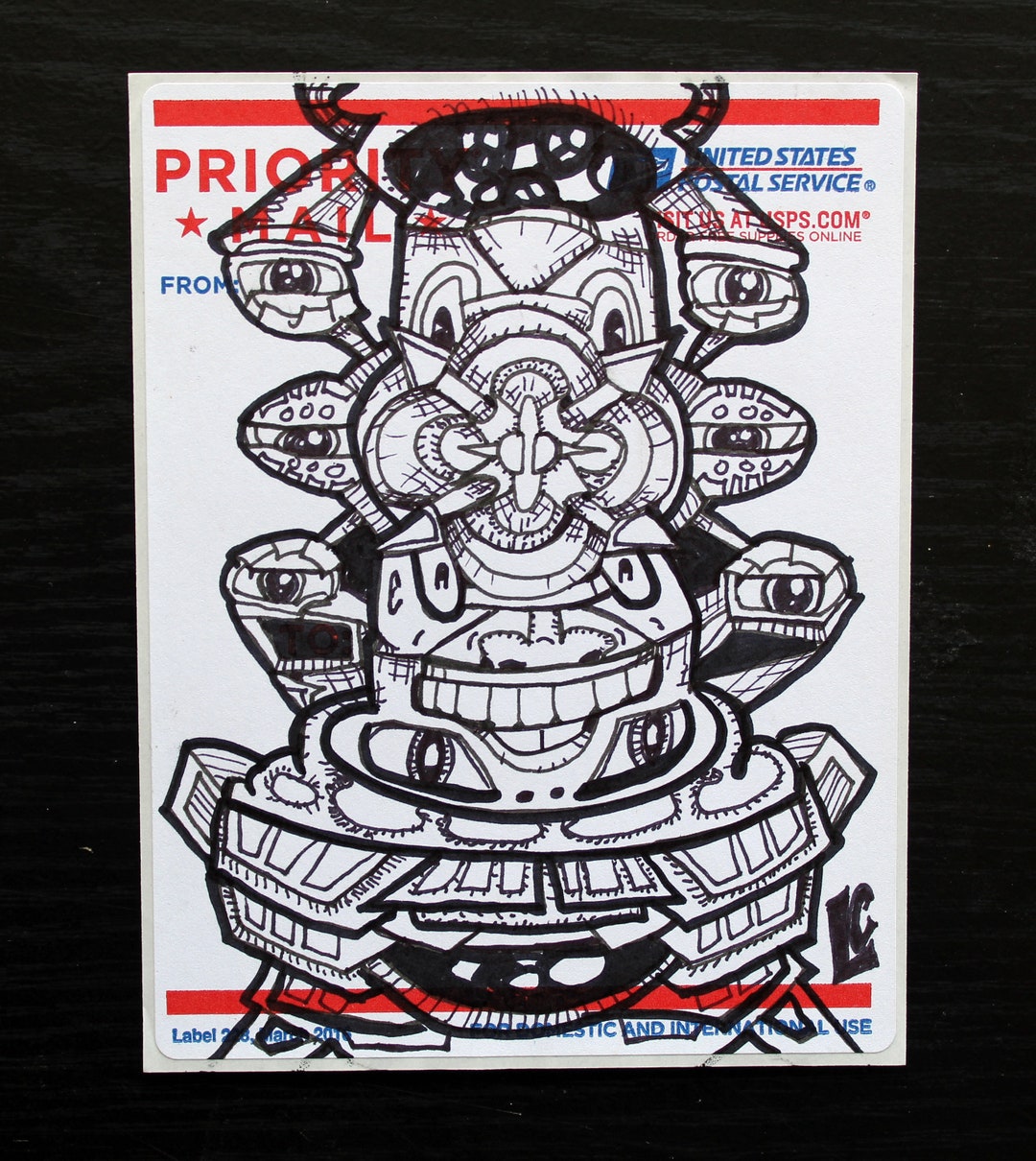 Slap autocollant original, street urban art USPS Priority mail label ...