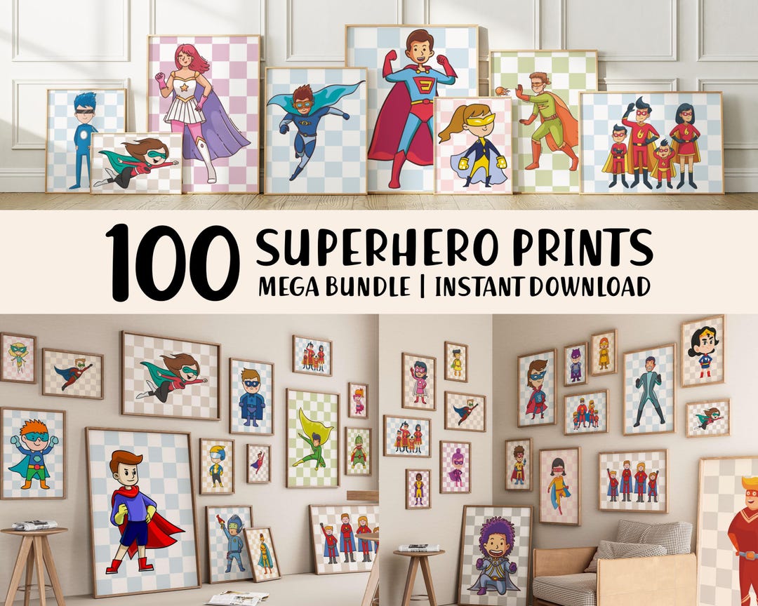 100 Superhero Printable Kids Decor Mega Bundle — Instant Download ...