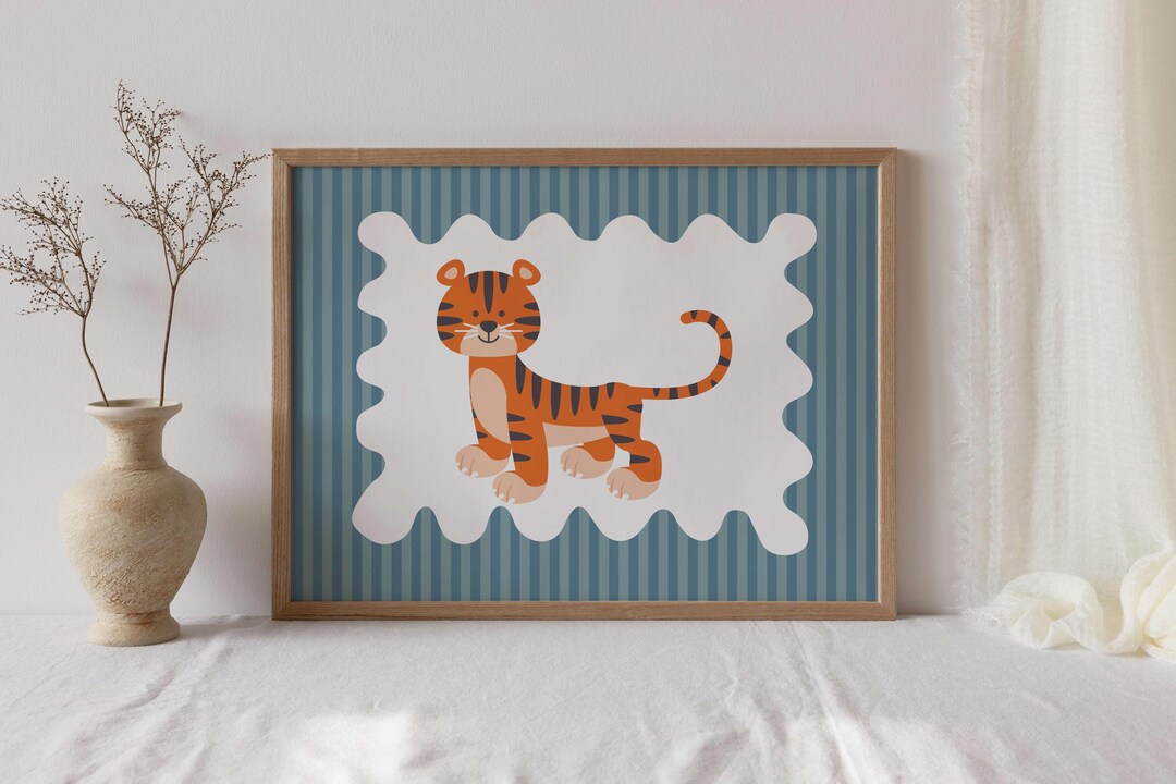 Tiger Wall Art Printable, Jungle Animal Nursery Decor, Boys Room Tiger ...