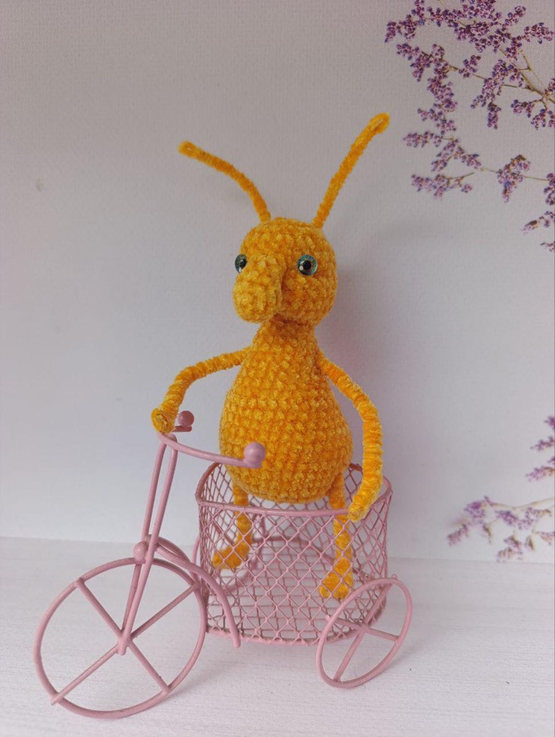 Whimsical Orange Cockroach Plush on Pink Tricycle - Etsy