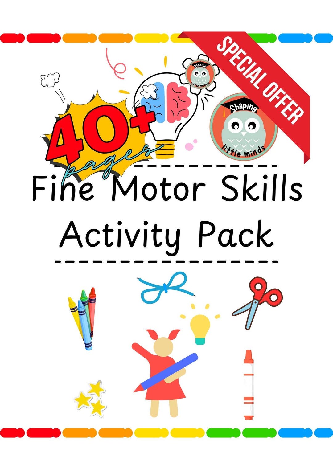 Preschool Fine Motor Skills Activity Bundle: Scissor Practice, Tracing ...