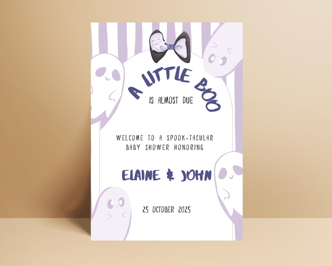 Fall Baby Shower Welcome Sign: "a Little Boo is Almost Due" Canva ...
