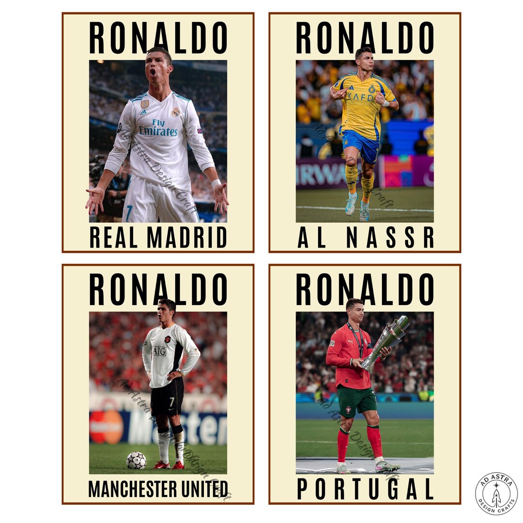 Ronaldo Poster Set: Soccer Printable Wall Art, Football Digital ...
