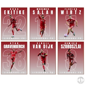 Liverpool FC Soccer Poster Set: Salah, Wirtz, Van Dijk (digital ...