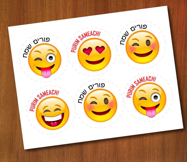 Purim Emoji Tags / Stickers - Printable - Etsy