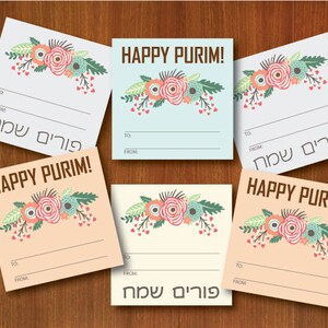 Purim Tags Floral / Stickers / Card - Printable - Etsy