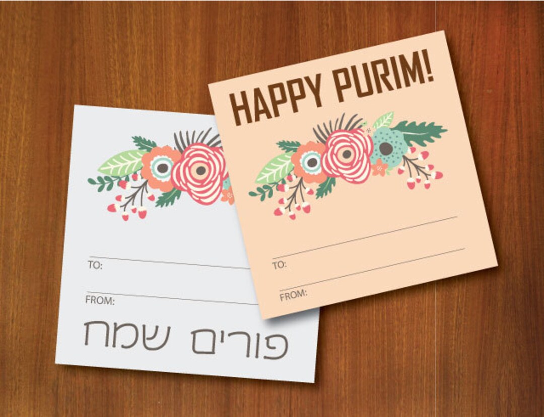 Purim Tags Floral / Stickers / Card - Printable - Etsy