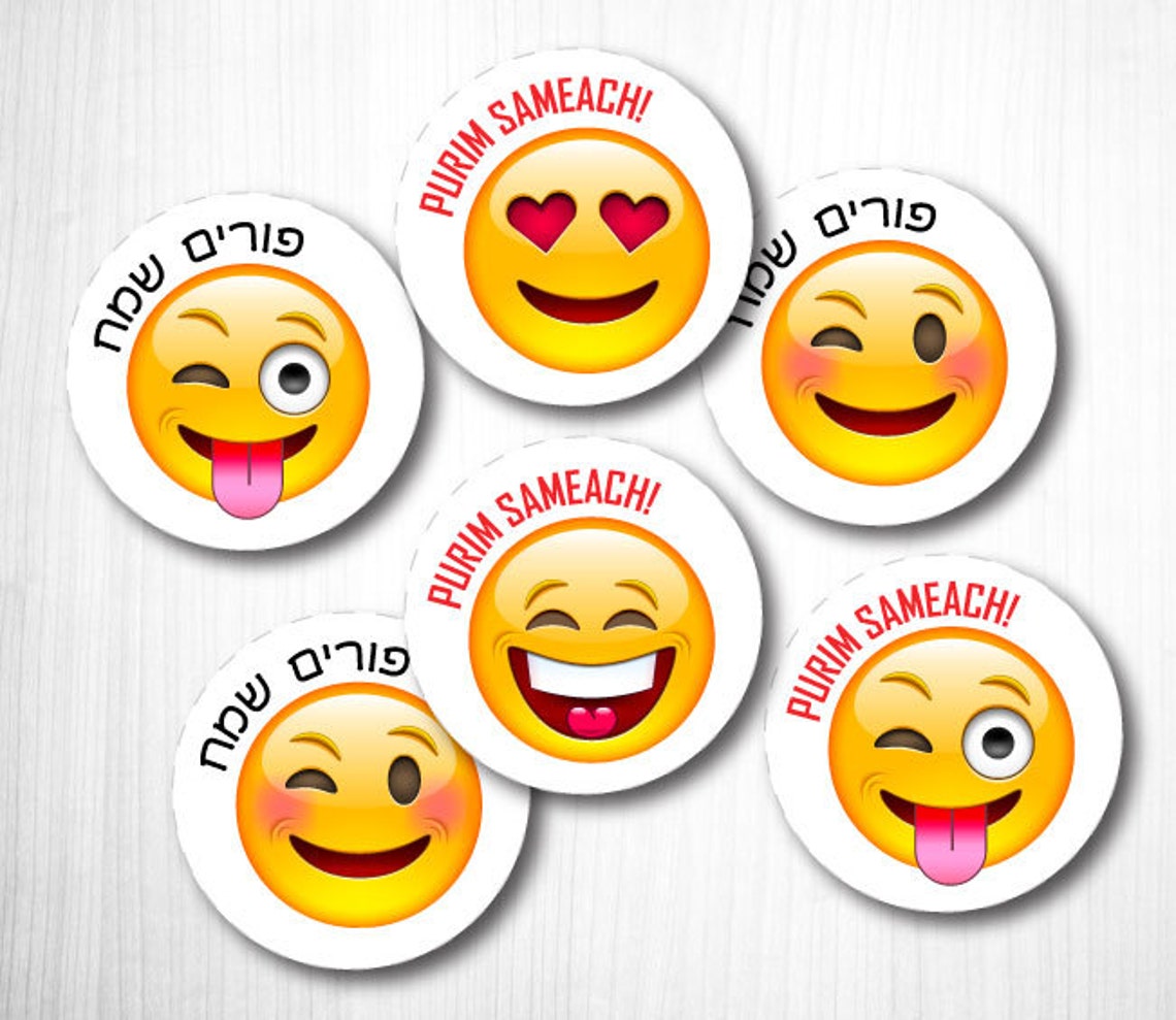 Purim Emoji Tags / Stickers - Printable - Etsy