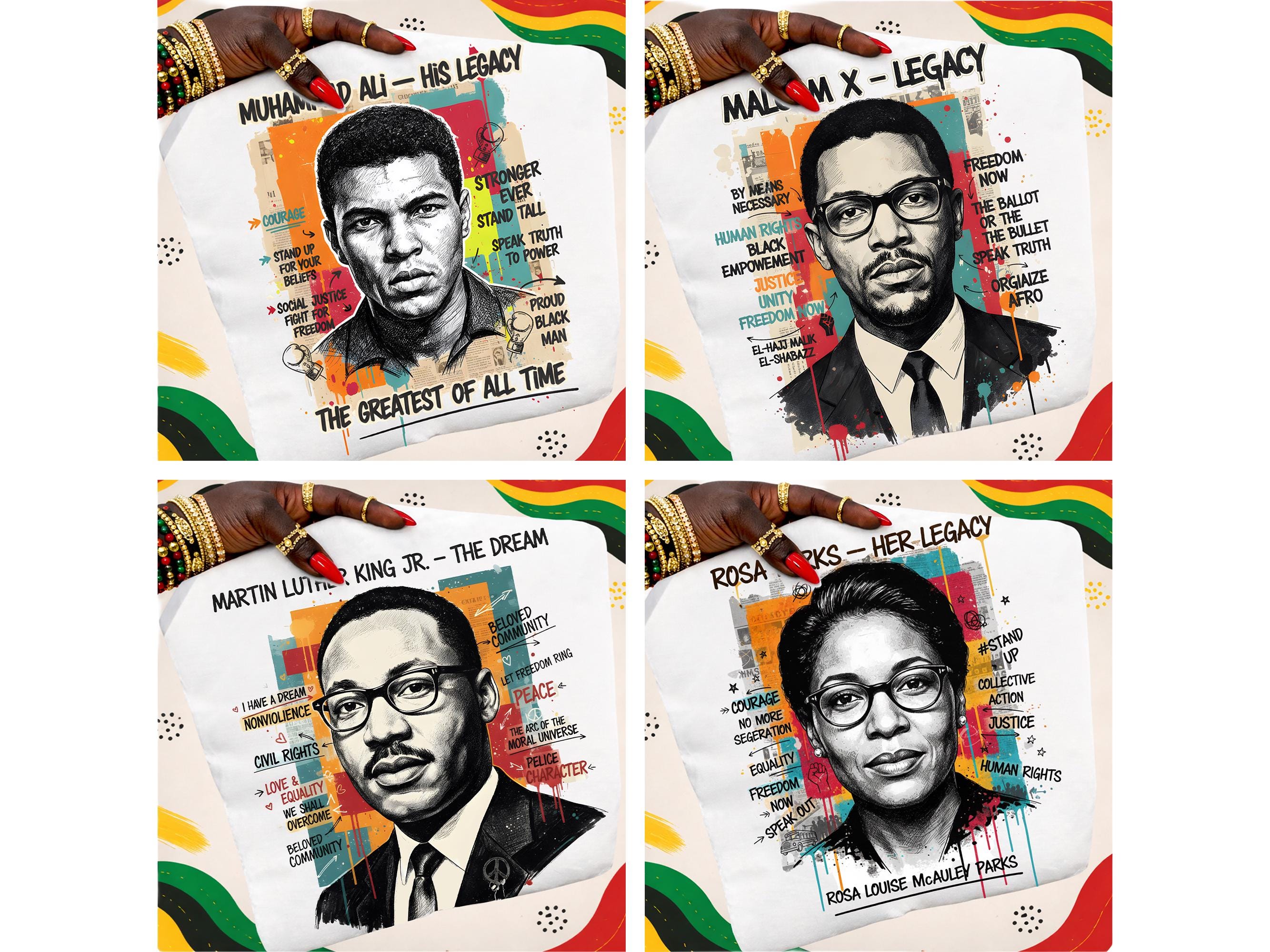 Black History PNG Bundle, Legacy Leaders Art Set, Malcolm X MLK Rosa ...