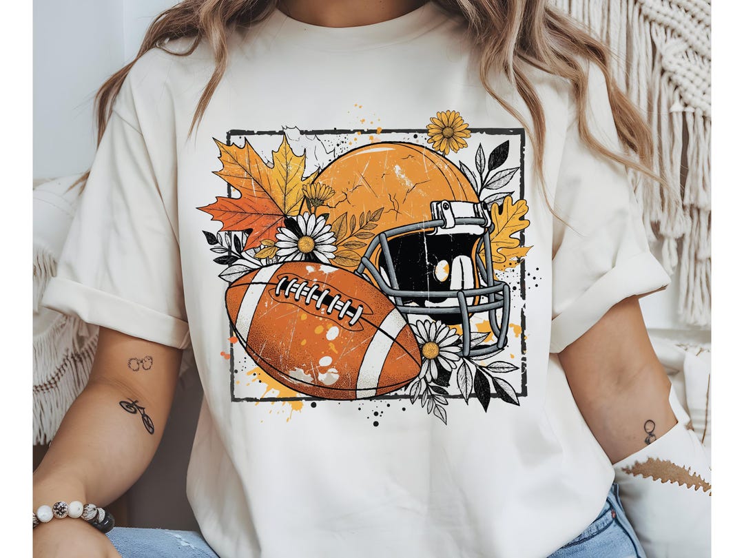 Autumn Football Helmet & Ball PNG, Fall Sports Clipart With Flowers ...
