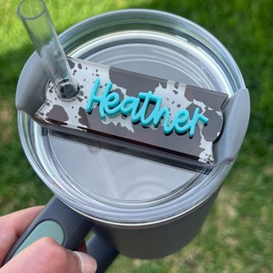 Personalized Cow Print Tumbler Name Topper, Western Custom Plate Tag ...
