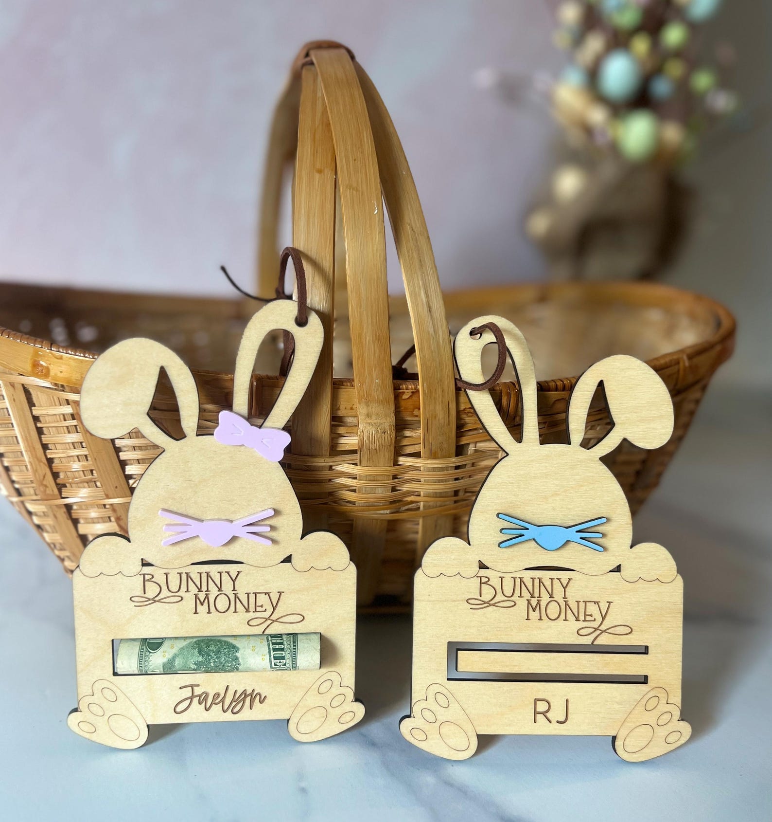 Personalized Easter Bunny Money Holder, Easter Basket Stuffer for Kids ...