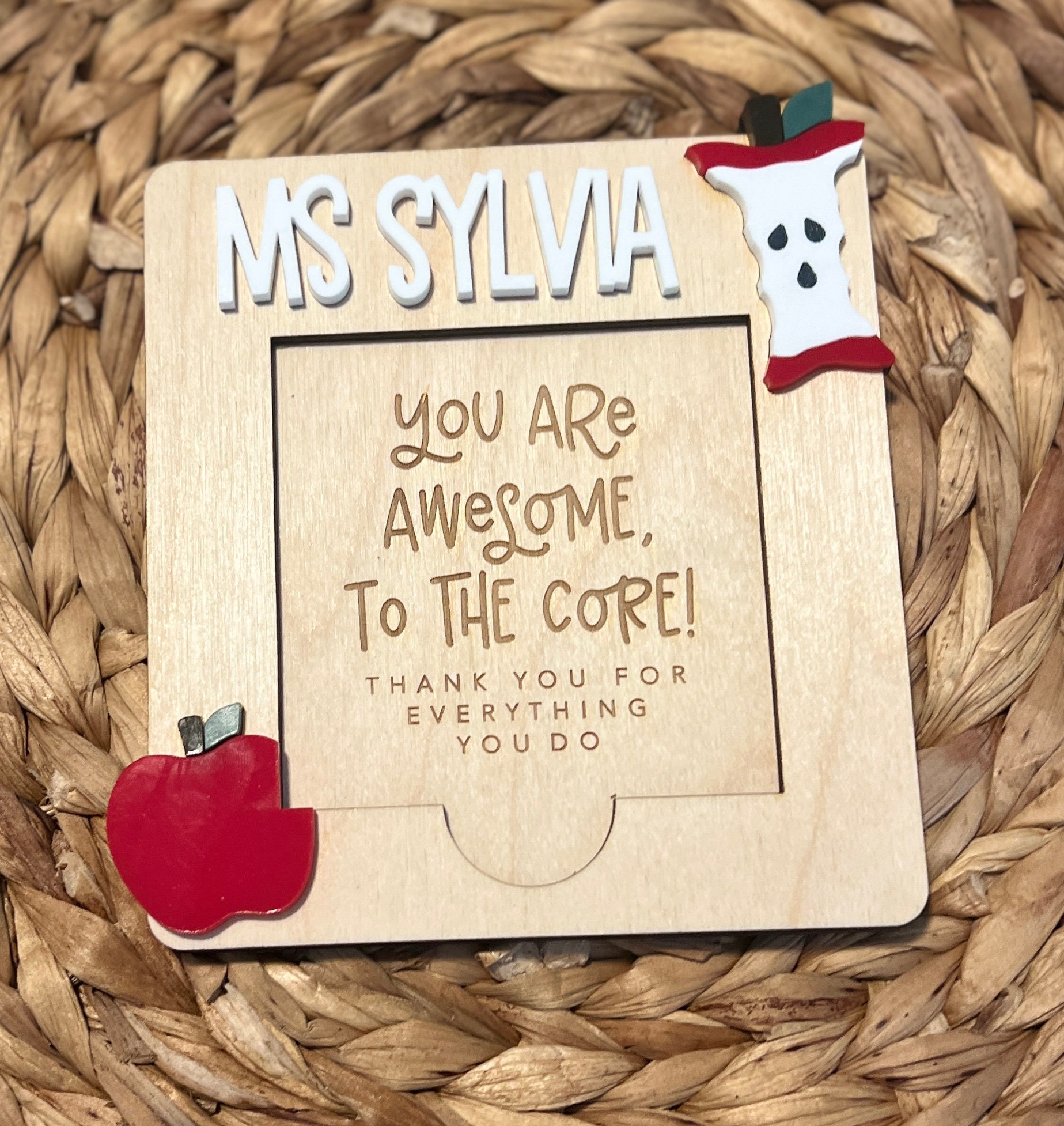 Personalized Teacher Post It Note Holder, Custom Teacher Appreciation ...