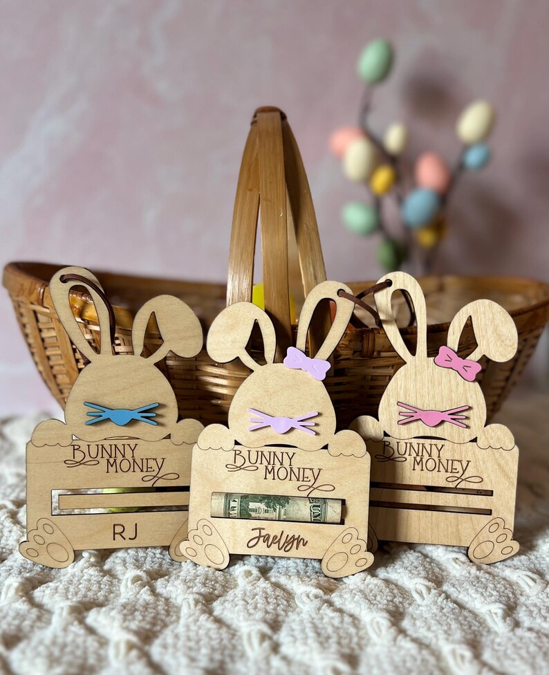 Personalized Easter Bunny Money Holder, Easter Basket Stuffer for Kids ...