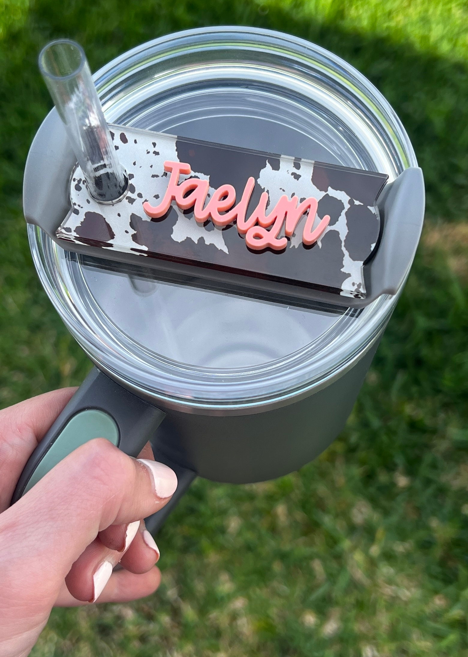 Personalized Cow Print Tumbler Name Topper, Western Custom Plate Tag ...