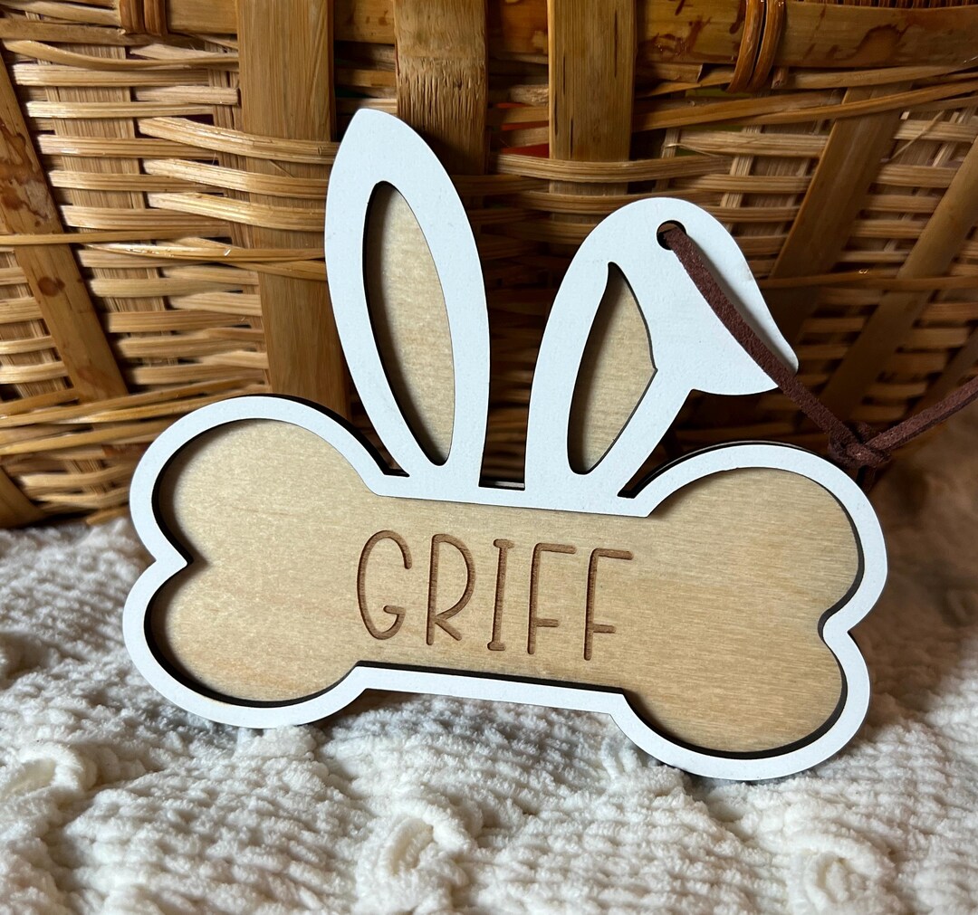 Personalized Easter Bunny Name Tag for Dog, Custom Easter Basket Tag ...